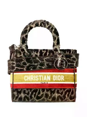Dior Lady D-lite Mizza Leopard-print Tote Bag
