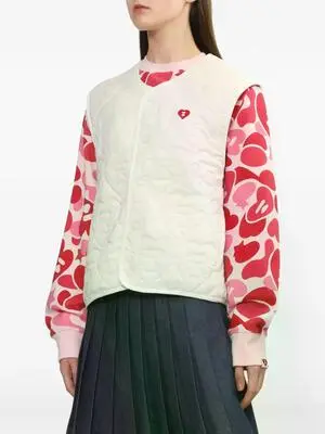 A BATHING APE Quilted Gilet With Heart Appliqu - Neutrals