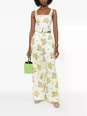 Agua Bendita Floral-print Corset Top - Neutrals
