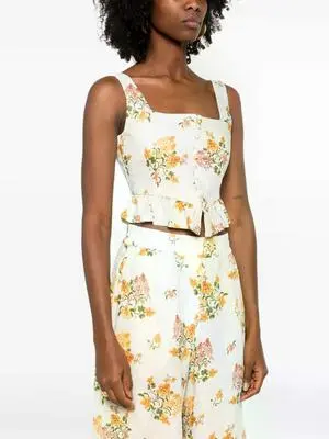 Agua Bendita Floral-print Corset Top - Neutrals