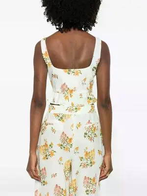 Agua Bendita Floral-print Corset Top - Neutrals