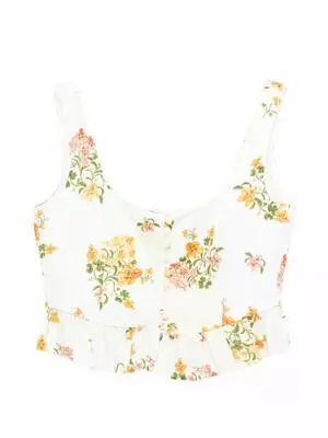 Agua Bendita Floral-print Corset Top - White