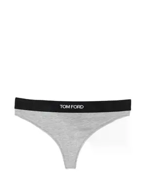 TOM FORD Logo-waistband Thong - Grey