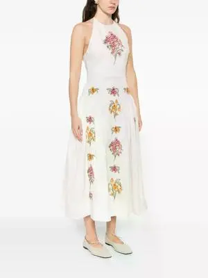 Agua Bendita Balsa Cordillera Halterneck Midi Dress - Neutrals