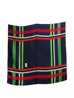 Saint Laurent 1990s Plaid Silk Scarf - Blue