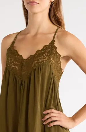 Free People Fiona Lace Trim Slip - Beech Leaves