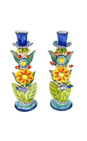 LIZ LAUTER Exclusive Set-of-two Garden Candlestick Holders - Multi