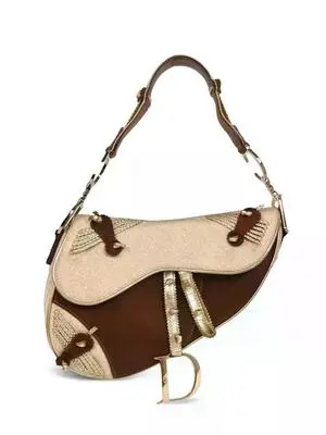Dior 2003 Applique Leather Saddle Handbag - Neutrals