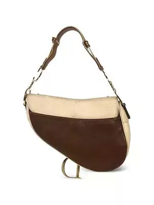 Dior 2003 Applique Leather Saddle Handbag - Neutrals