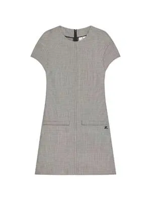COURREGES Houndstooth Pattern Mini Dress - Grey