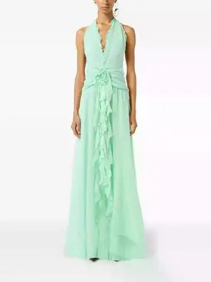 Blumarine Georgette Halterneck Dress - Green