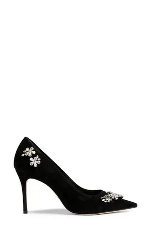 Cinq À Sept Appliqué Pointed Toe Pumps - Black/clear Crystal