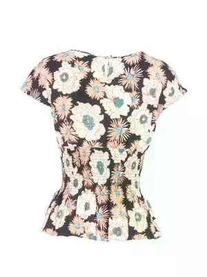 Prada Floral Print Shirred Blouse