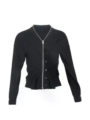 ALEXANDER WANG Zipped Pleated Wool Cardigan