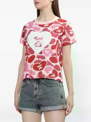 A BATHING APE Heart Pattern T-shirt