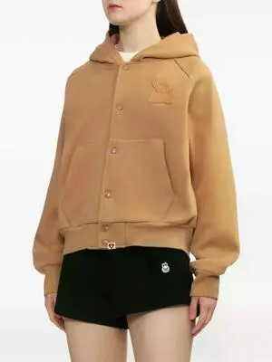 A BATHING APE Appliqué Button Hooded Sweater