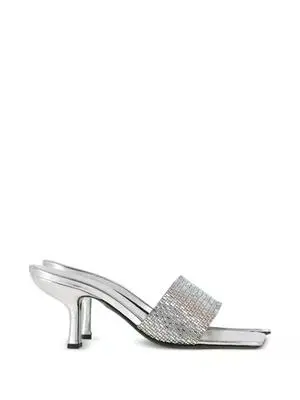 By Far Crystal-embellished Square-toe Mules