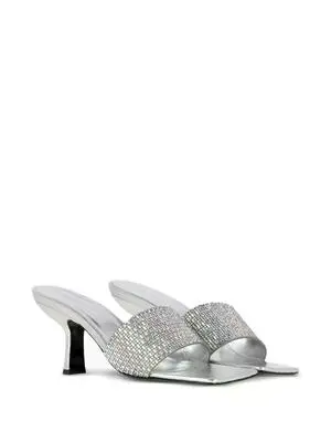 By Far Crystal-embellished Square-toe Mules