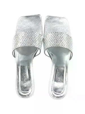 By Far Crystal-embellished Square-toe Mules