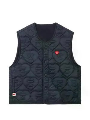 A BATHING APE Quilted Heart-badge Gilet - Blue