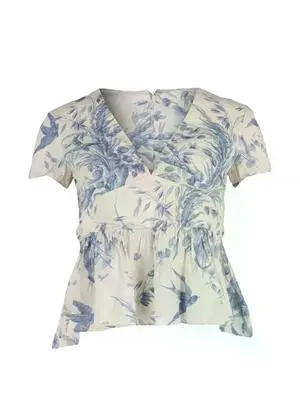 Red Valentino Printed V-neck Blouse