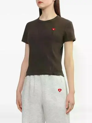 A BATHING APE Heart Detail Ribbed T-shirt - Brown