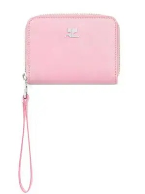 COURREGES Zipped Leather Compact Wallet - Pink