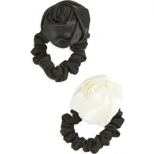 Tasha Rosette Hair Ties 2-pack - Ivory/black