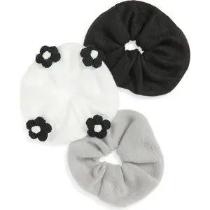 Tasha 3-pack Knit Scrunchies - Ivory/blk/grey
