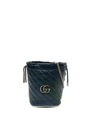 Gucci Mini Gg Marmont Matelasse Leather Bucket Bag - Blue