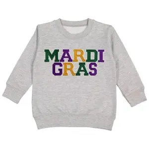 SWEET WINK Mardi Gras Patch Crewneck Sweatshirt