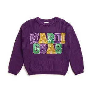 SWEET WINK Mardi Gras Knit Sweater