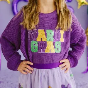 SWEET WINK Mardi Gras Knit Sweater