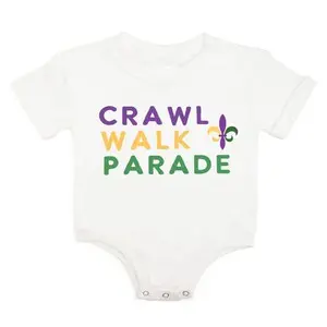 SWEET WINK Short Sleeve Mardi Gras Romper - White