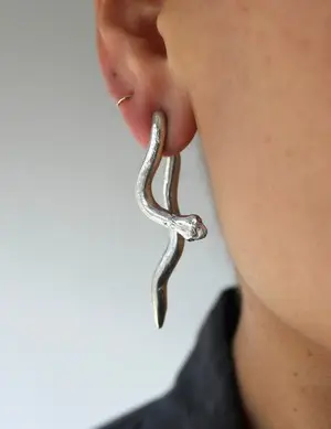 SAINT VAGABOND Silver Serpent Dangle Earrings