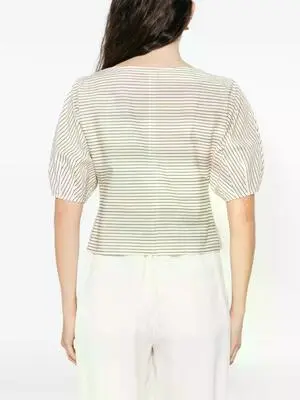Staud Striped Elbow-length Sleeve Top - Neutrals