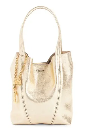 Chloé Small Spin Metallic Leather Tote