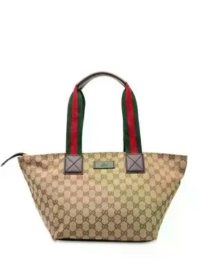 Gucci Gg Canvas Web Tote Bag - Brown