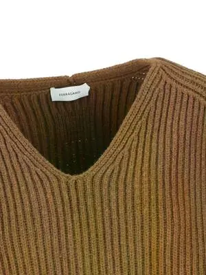 FERRAGAMO Ribbed V-neck Knitwear