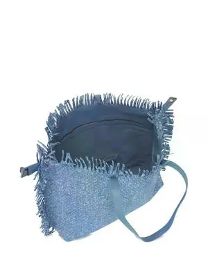 Akris Medium Woven Tote Bag With Fringed Edges
