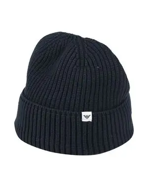 Emporio Armani Ribbed-knit Beanie With Logo - Blue