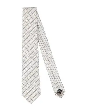 Emporio Armani Striped Silk Necktie Off White