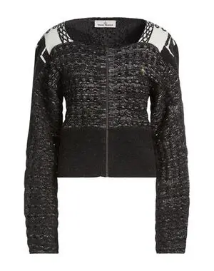 VIVIENNE WESTWOOD Knitted Cardigan With Embroidered Logo - Charcoal