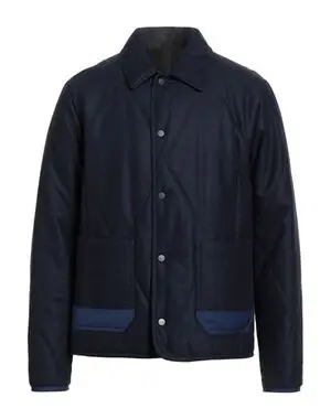 Sease Puffer Jacket In Virgin Wool Blend With Logo Detail Navy