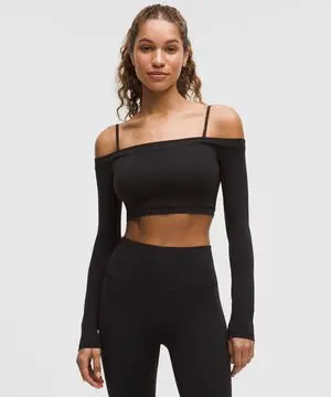 Lululemon Wunder Train Off-shoulder Long-sleeve Shirt - Black