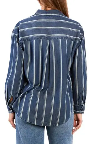 BILLY T Striped High-low Boyfriend Shirt