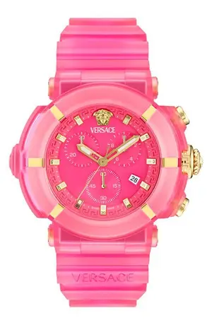 Versace Active Chronograph Bracelet Watch - Pink Ecoceramic
