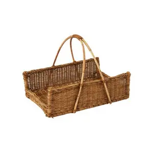 STORIED HOME Decorative Handwoven Rattan Hanging Basket - Natural