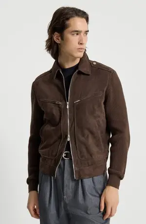 Brunello Cucinelli Suede And Knit Outerwear Jacket - Espresso