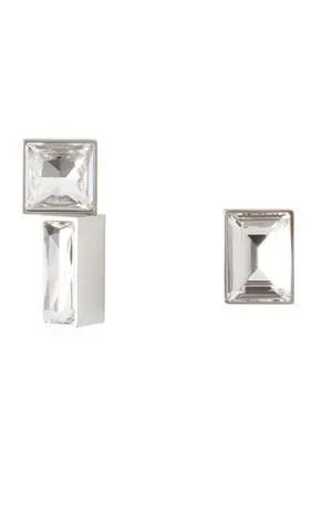 LANVIN Rhythmique Asymmetrical Crystal Earrings - Silver